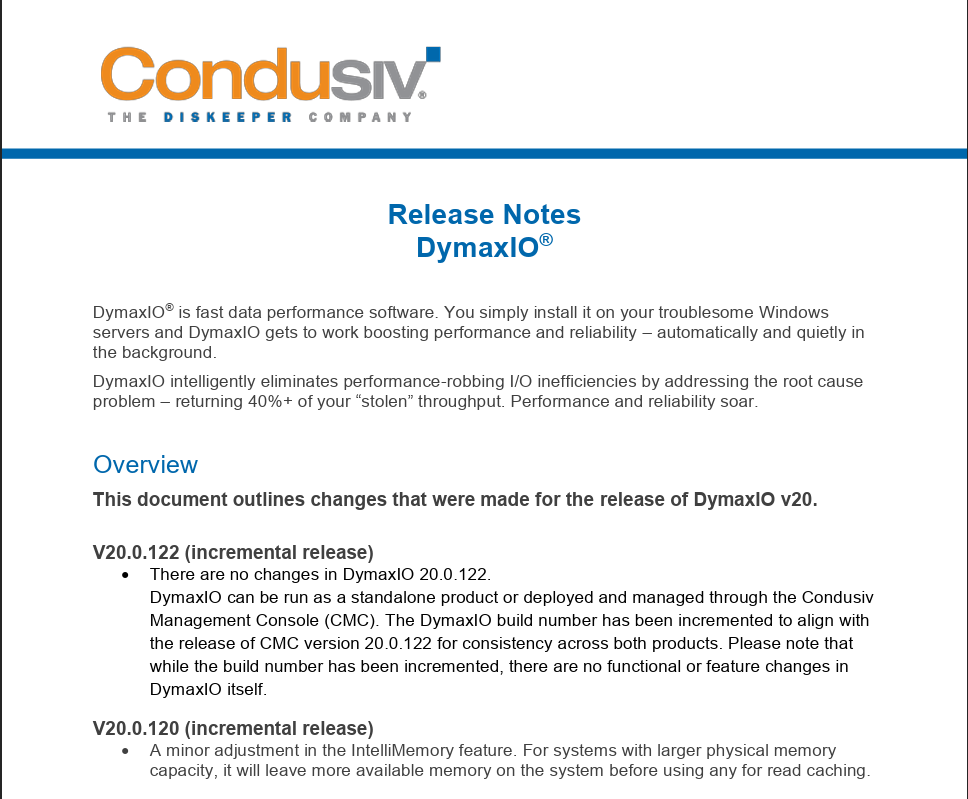 Condusiv DymaxIO V20.0.120 - Software News - Nsane Forums